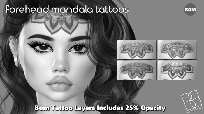 Second Life Marketplace - *Booty's Beauty* DEMO [BOM] Forehead Mandala Tattoos